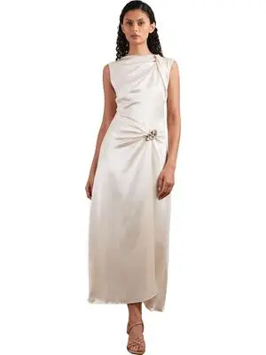 Acler Satin Draped Maxi Dress - Ivory