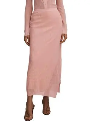 Anna Quan Ribbed Knit Midi Skirt - Pink