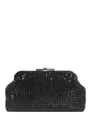 REISS Adaline Embellished Clutch Bag Black