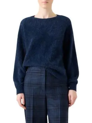 Akris Brushed Cashmere Crewneck Sweater - Navy