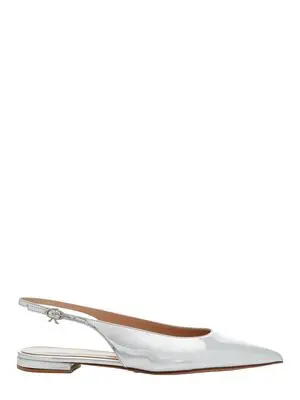 GIANVITO ROSSI Robbie Metallic Leather Slingback Flats - Silver
