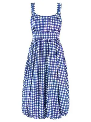 SEA Neci Gingham-Check Balloon Midi Dress