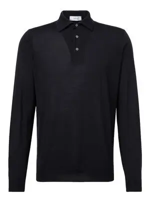 LARDINI Virgin Wool Polo Sweater - Blue
