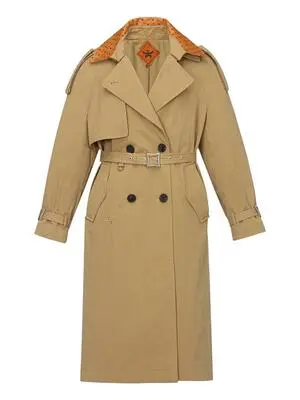 Mcm Oversized Trench Coat With Visetos Collar - Beige