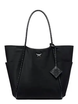 Mcm Shopper In Econyl And Leather - Black
