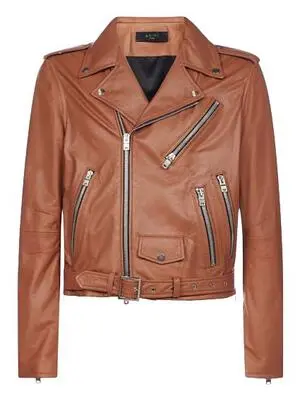 Amiri Leather Biker Jacket - Roasted Red