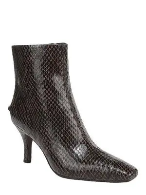 CIRCUS NY BY SAM EDELMAN Laura Snakeskin Embossed Bootie - Dark Chocolate/black