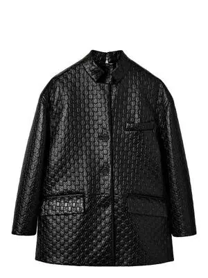 Gucci Gg Embossed Leather Jacket - Black