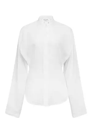Alaïa Cotton-linen Curved Shirt - White
