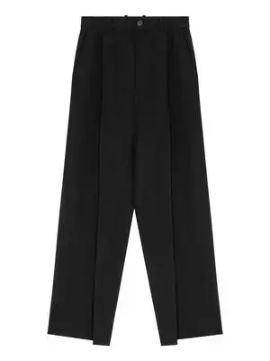 Loewe Cotton Buckle-detail Pleated Trousers - Black