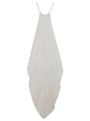 Loewe Silk Draped Anagram-detail Dress - White