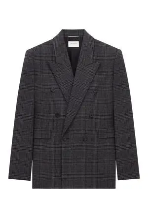Saint Laurent Wool-blend Double-breasted Jacket - Grey