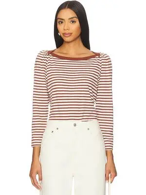 NATION LOS ANGELES Amelie Envelope Neck Top - Sable Stripe