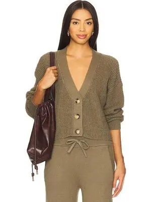 Eberjey Recycled Sweater Cropped Cardigan - Smokey Olive