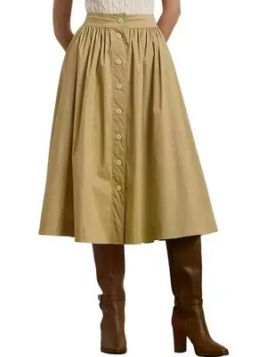 Ralph Lauren Button-front A-line Midi Skirt - Neutrals