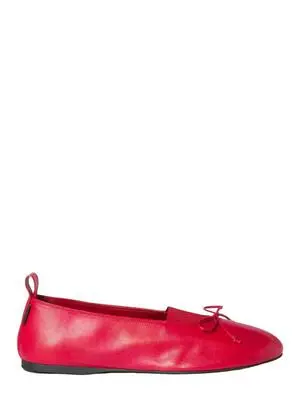 Miu Miu Leather Ballerina Flats With Bow Detailing - Red