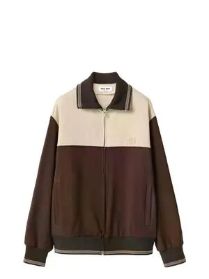 Miu Miu Knitted-cuffs Zip-front Sweatshirt - Brown