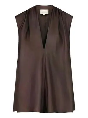 Loulou De Saison Sade Gathered Sleeveless Blouse - Brown