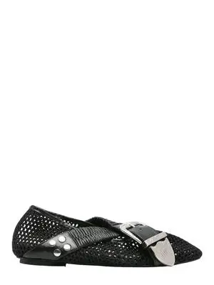 Toga Buckle-detail Mesh Flats - Black