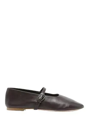 Staud Buckle-strap Leather Ballerinas - Brown