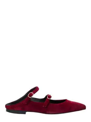 AMATO DANIELE Velvet Buckle-embellished Loafers - Red