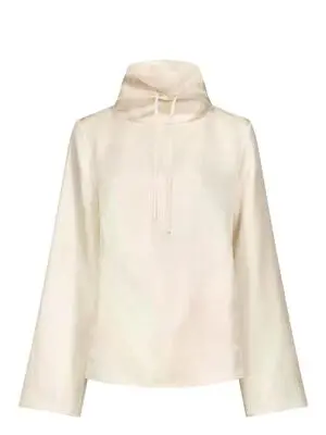 Loulou De Saison Cyna Drawstring-neck Top - Neutrals