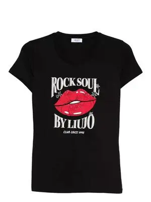 Liu Jo Lips-print T-shirt - Black