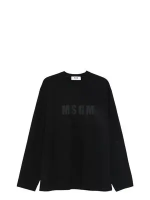 MSGM Logo-print Long-sleeve T-shirt - Black