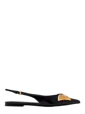 Schutz Bow-embellished Slingback Flats - Black