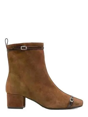 CAREL 50mm Buckle-detail Suede Ankle Boots - Brown