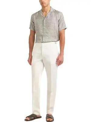 Orlebar Brown Maitan Geometric-pattern Silk Shirt - White