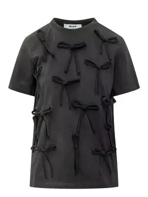 MSGM Bow-embellished T-shirt - Black