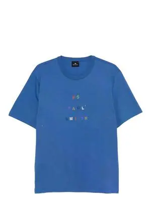Paul Smith Embroidered Organic-cotton T-shirt - Blue