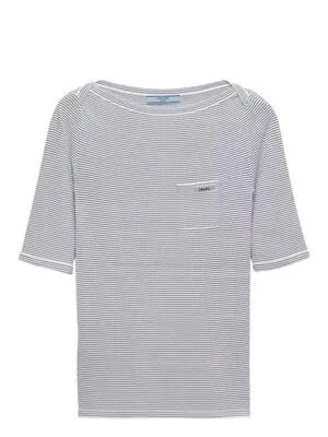 Prada Striped Boat-neck Top - Blue