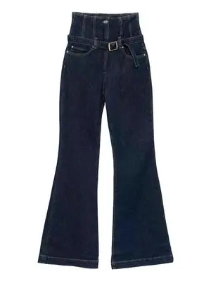 Pinko High-waisted Flare Leg Jeans With Belt - Blue