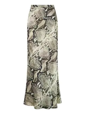 Roberto Cavalli Snakeskin-print Silk Skirt - Neutrals