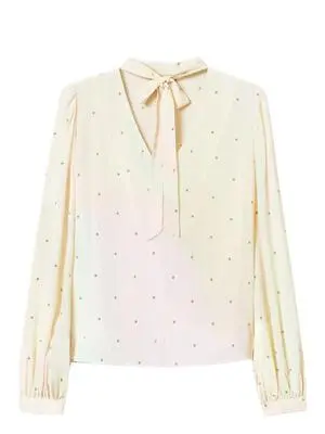 TWINSET Embellished Tie-neck Blouse - Neutrals