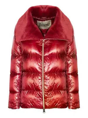 Herno Quilted Puffer Jacket With Trimmed-collar - Red