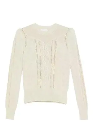 MARANT ETOILE Kelia Cable-knit Sweater With Eyelet Detailing - Neutrals