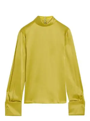 Oscar De La Renta Silk-satin Crepe Blouse - Lime Green