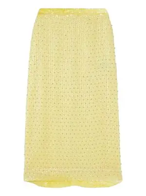 Erdem Mariana Embellished Crepe Midi Skirt - Pastel Yellow