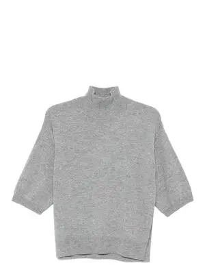 Seventy High-neck Short-sleeve Top - Grey
