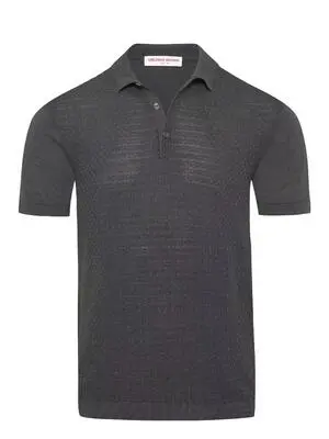 Orlebar Brown Burnham Textured Silk-cotton Polo Shirt - Grey