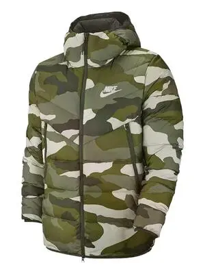Nike Camouflage-print Hooded Puffer Jacket - Green