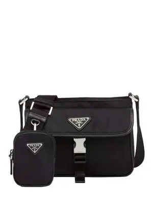 Prada Logo-plaque Messenger Bag - Black