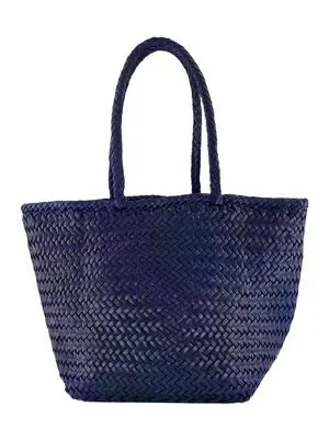 Dragon Diffusion Small Grace Leather Woven Tote Bag Blue