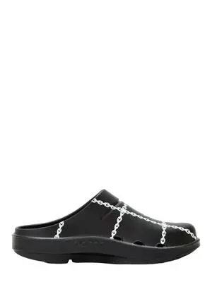 Undercover Chain-print Flat Mules - Black