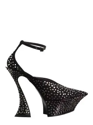 MUGLER Ankle-strap Studded Mules - Black