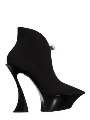 MUGLER Pearl-embellished Sculpted Heel Boots - Black