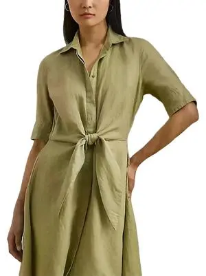 Ralph Lauren Tie-front Shirt Dress - Green